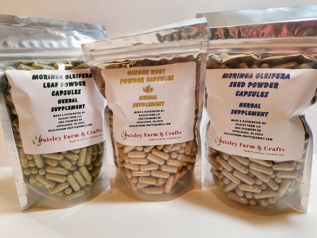 Moringa Leaf Moringa Seed and Ginger Root Capsule Triple Pack - Etsy