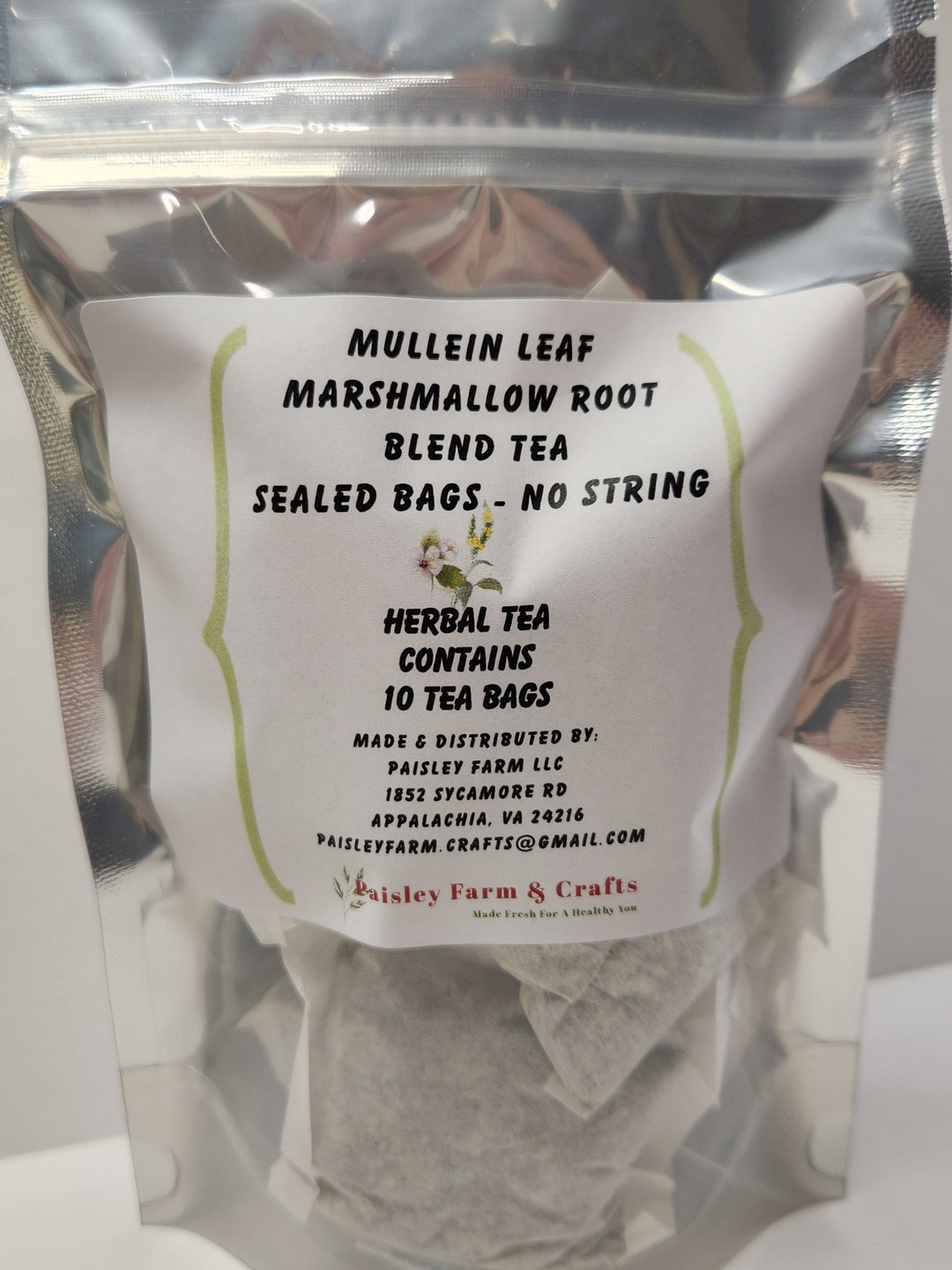 Mullein Leaf Marshmallow Root Blend Tea Bags - All Natural Wildcrafted ...