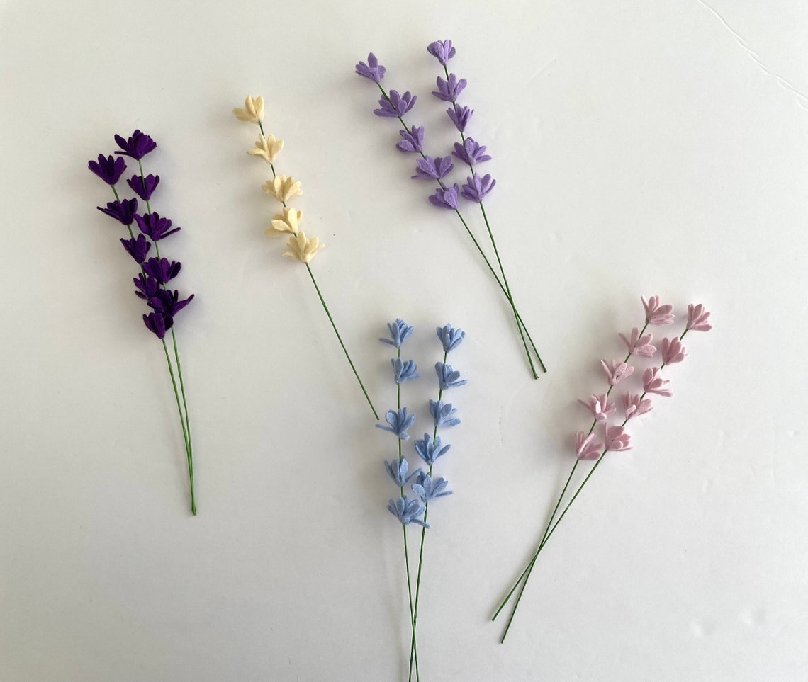 Mini Felt Lavender Stem Short Stem Gift Accessory Felt - Etsy