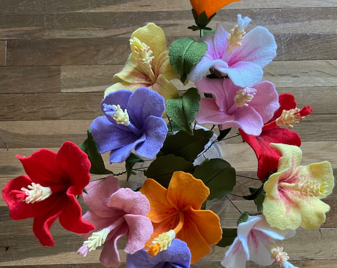 Felt Flower Stem: Hibiscus, Gumamela Tropical Flowers, Faux Flower ...