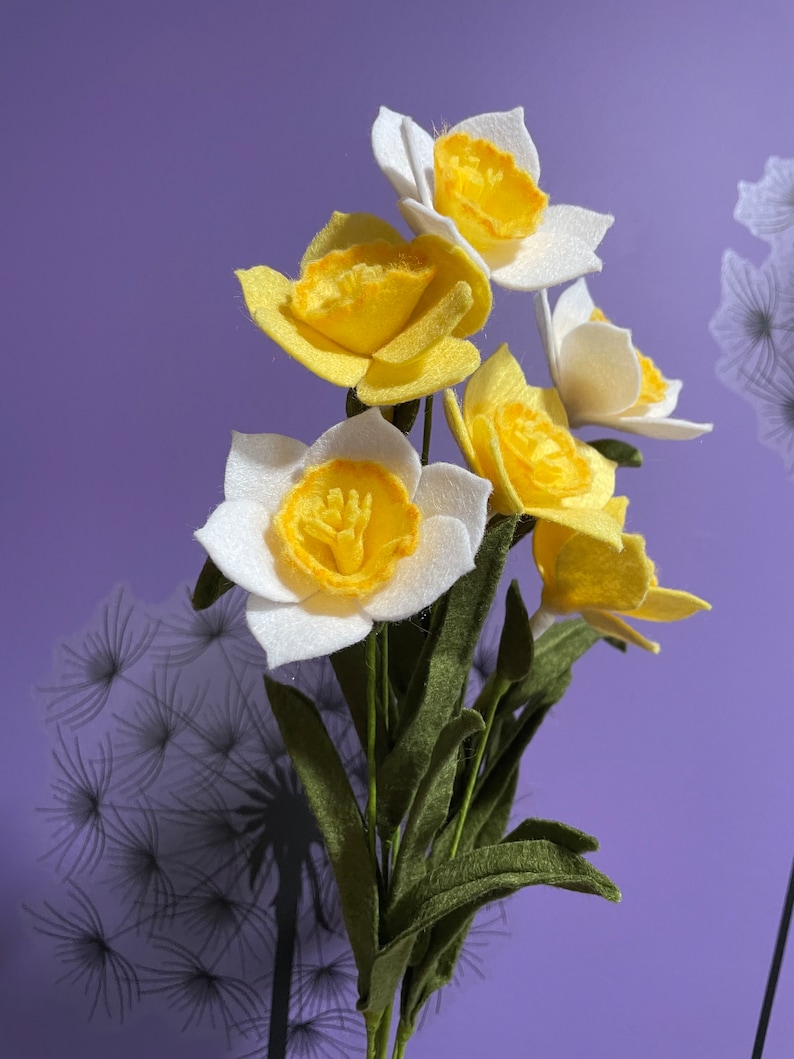 Felt Narcissus Flower Stem: Handmade Daffodil, December Birth Flower - Etsy