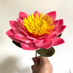 July Birth Month Flower: Felt Water Lily, Felt Flower Stem, Faux Water ...