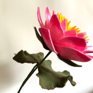 July Birth Month Flower: Felt Water Lily, Felt Flower Stem, Faux Water ...
