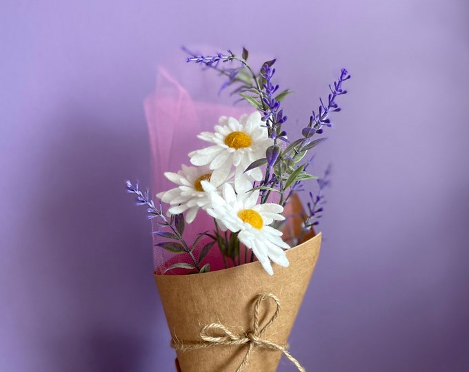 Ready to Ship,mini Daisy Bouquet, Felt Flower Bouquet, Centerpiece ...