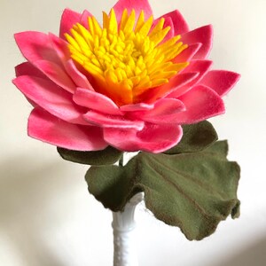 July Birth Month Flower: Felt Water Lily, Felt Flower Stem, Faux Water ...