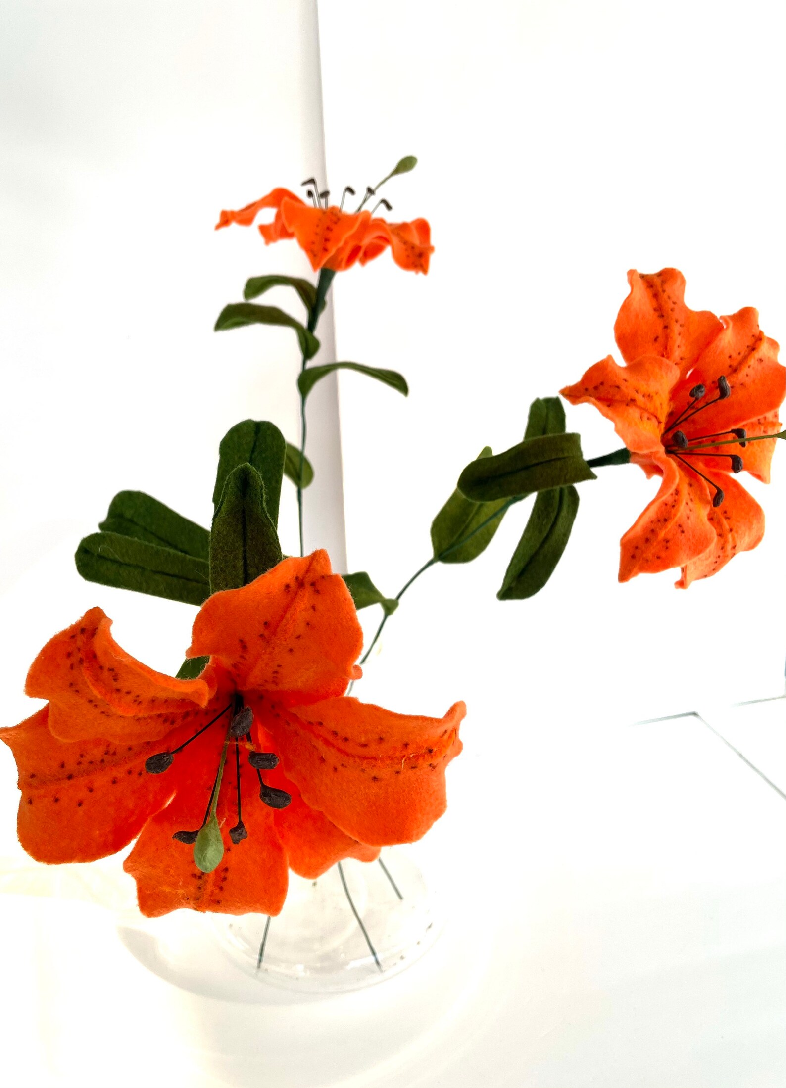 Felt Flower Stem: Oriental Stargazer Lily | Faux Flowers for Home Decor ...