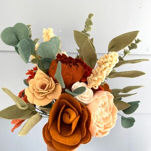 Orange Rust Flower Bouquet Felt Flower Bouquet Faux Flower - Etsy