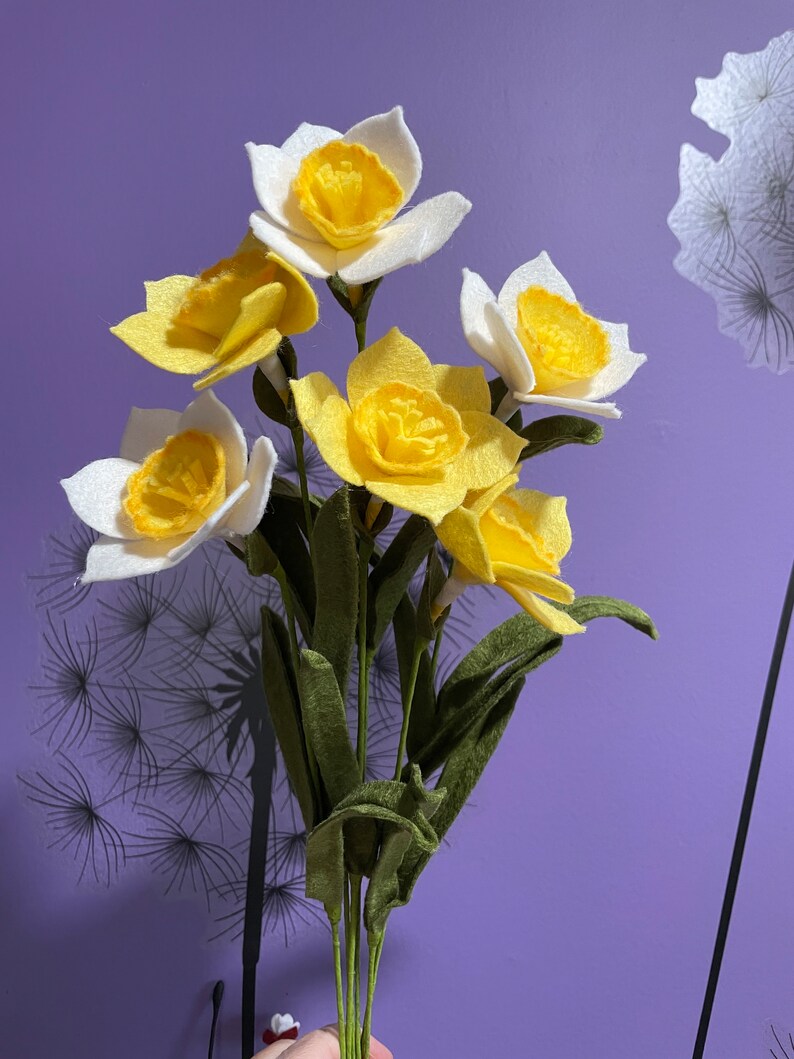 Felt Narcissus Flower Stem: Handmade Daffodil, December Birth Flower - Etsy