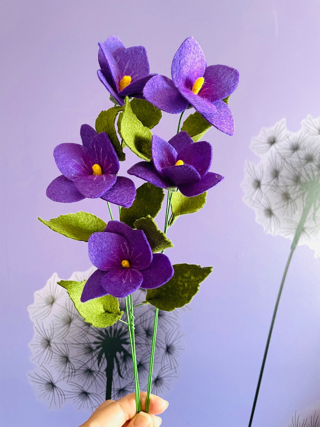 February Birthday Felt Violet, Violet Flower, Faux Flower, Viola Flower ...