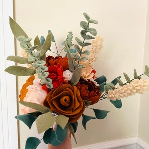 Orange Rust Flower Bouquet Felt Flower Bouquet Faux Flower - Etsy
