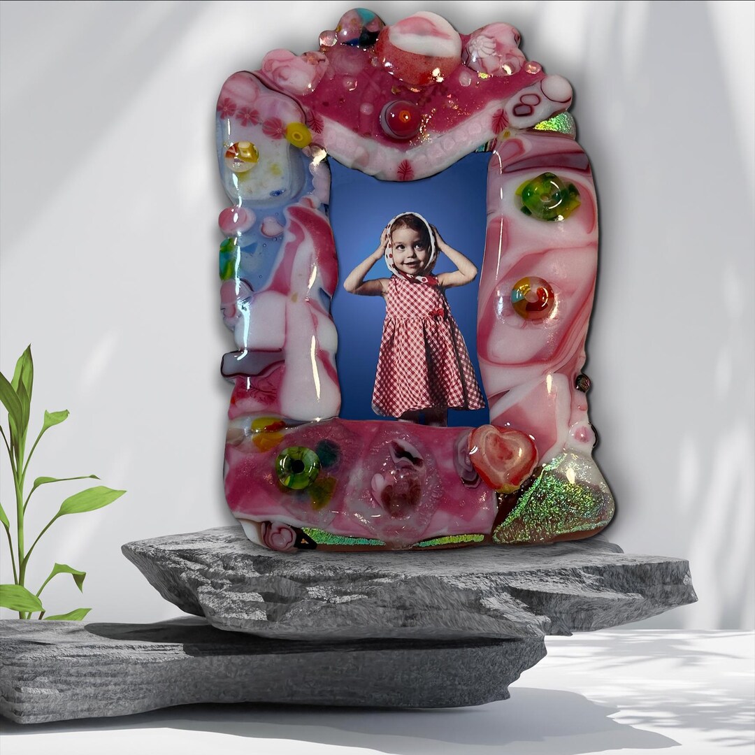 Handcrafted Fused Glass Picture Frame: Candyland Whimsical Decor - Etsy