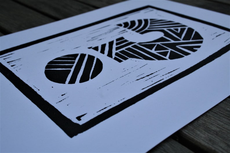 Question Mark Lino Print Original Linocut Print in Black and White 15 X ...