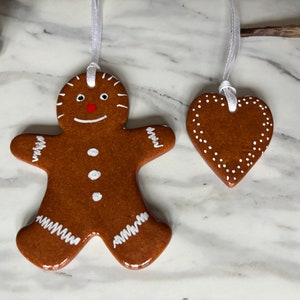 Gingerbread Man & Heart Christmas Ornaments Christmas Holiday Home ...