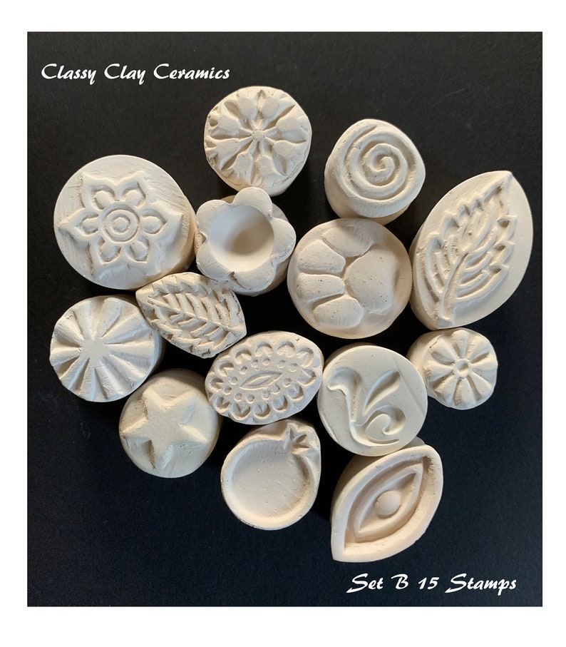 15 Pottery Stamps Handmade Bisque Stamps Ceramic Clay - Etsy
