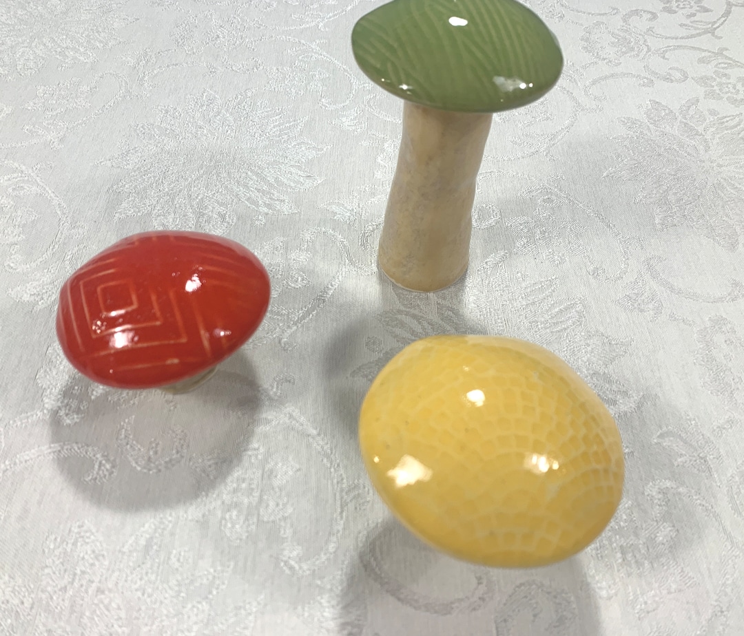 Handmade Ceramic Mushroom Garden Decor: Classy Clay Set of 3 - Etsy