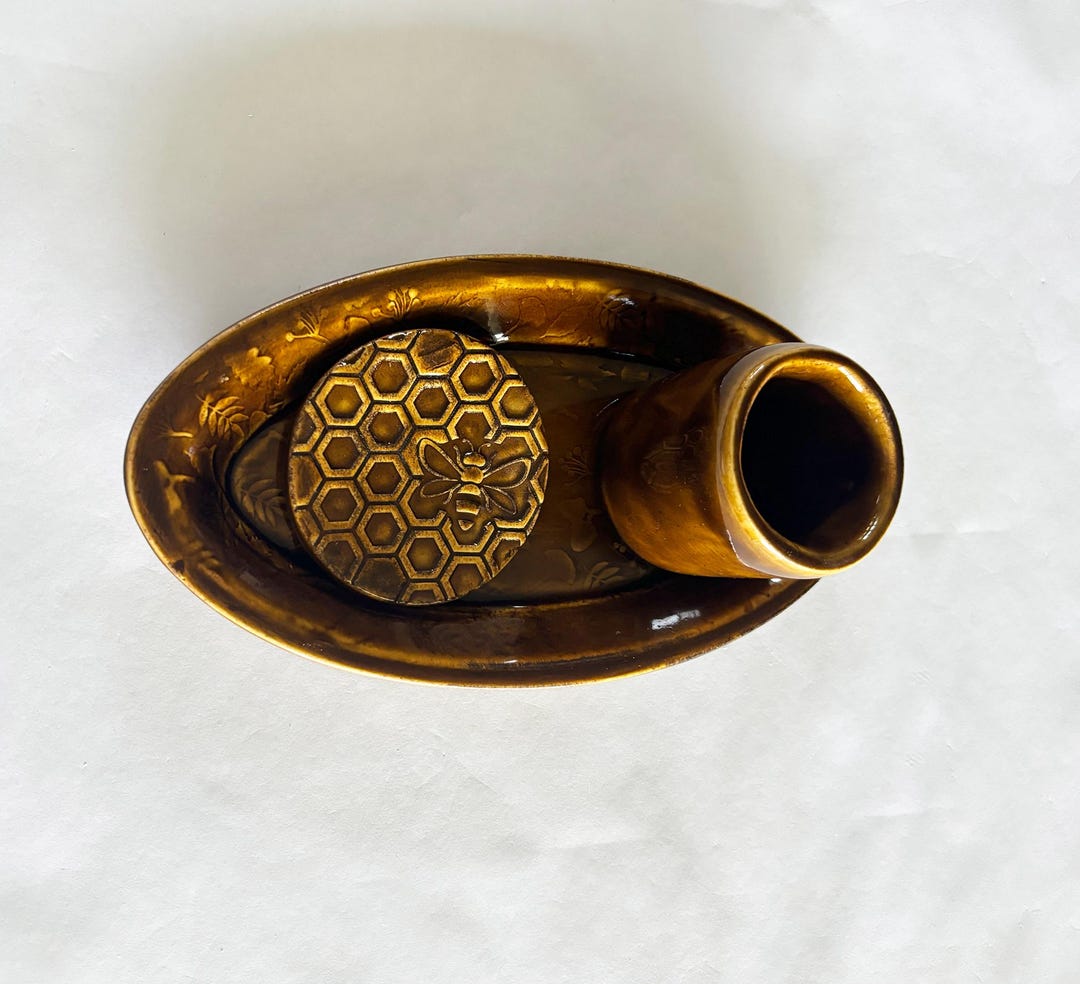 Handmade Ceramic Dish Set: Bee Dish, Embossed Tray & Cup - Etsy