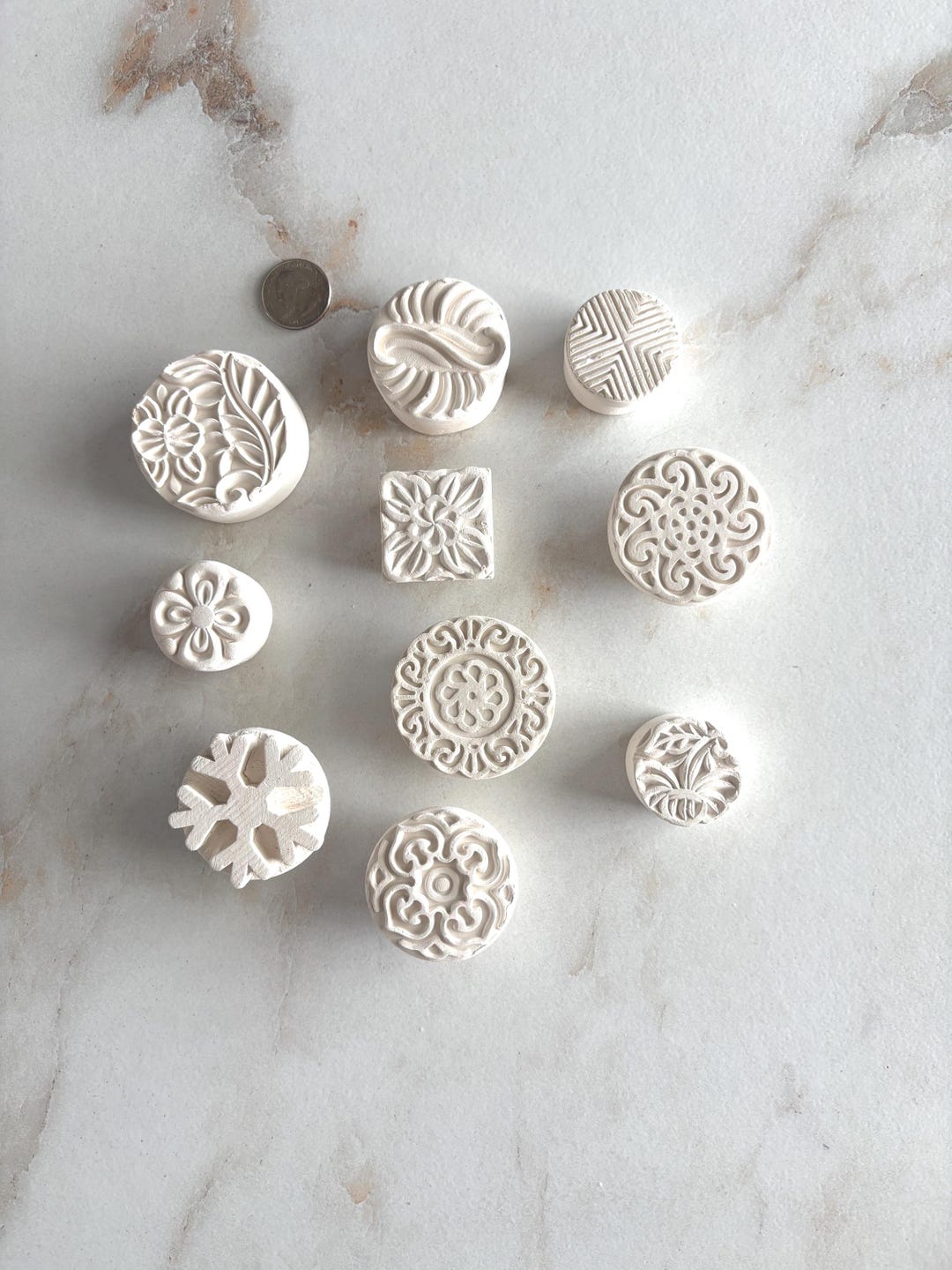 Handmade Bisque Pottery Stamps Set: Clay Imprint Tools Set H - Etsy