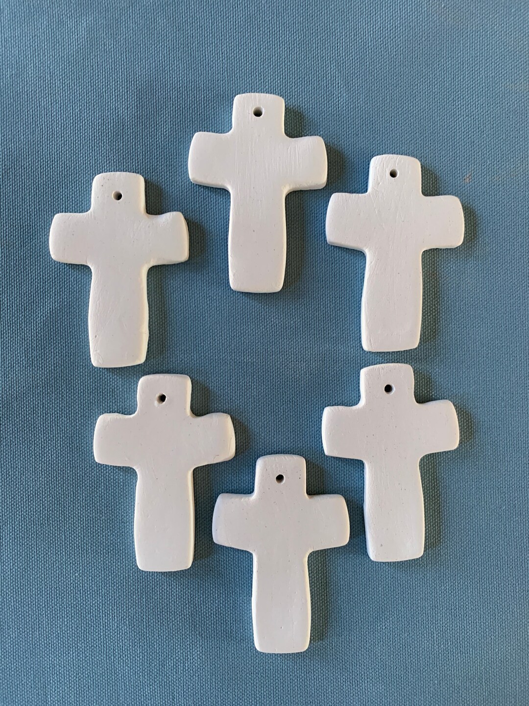 6 Bisque Crosses Ready to Paint Handmade Ceramic Cross Ornaments ...