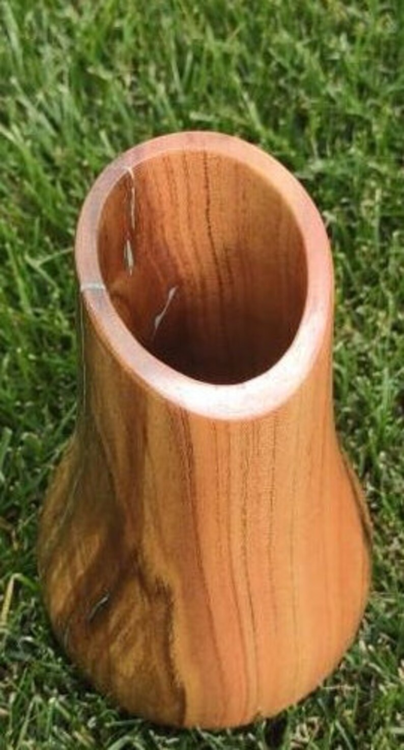 Pistachio Wood Vase With Slanted Opening / Genuine Turquoise Inlay ...