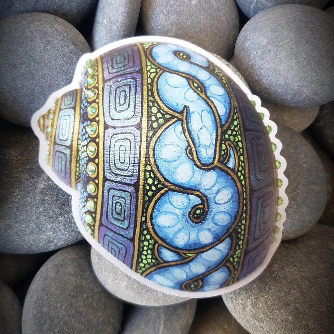 MAGNET PRINT 3x3 Snake Spiral Art Nouveau Style Mandala Shell ...