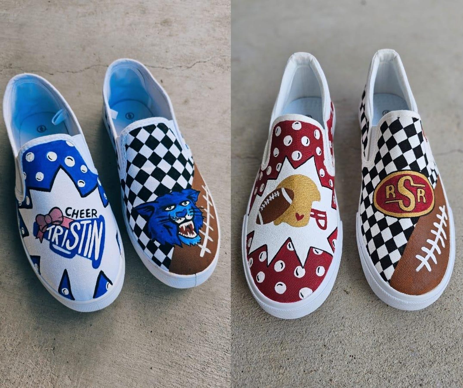 Custom Hand-painted Spirit Shoes | Personalized Checkered Team Sneakers ...