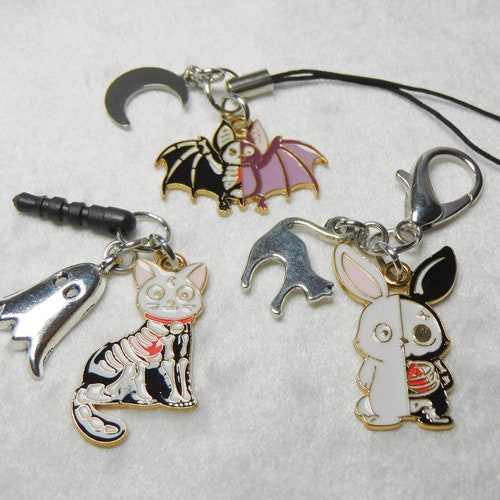 Cat Cell Phone Charm Dust Plug Keychain Zipper Pull 3.5mm - Etsy