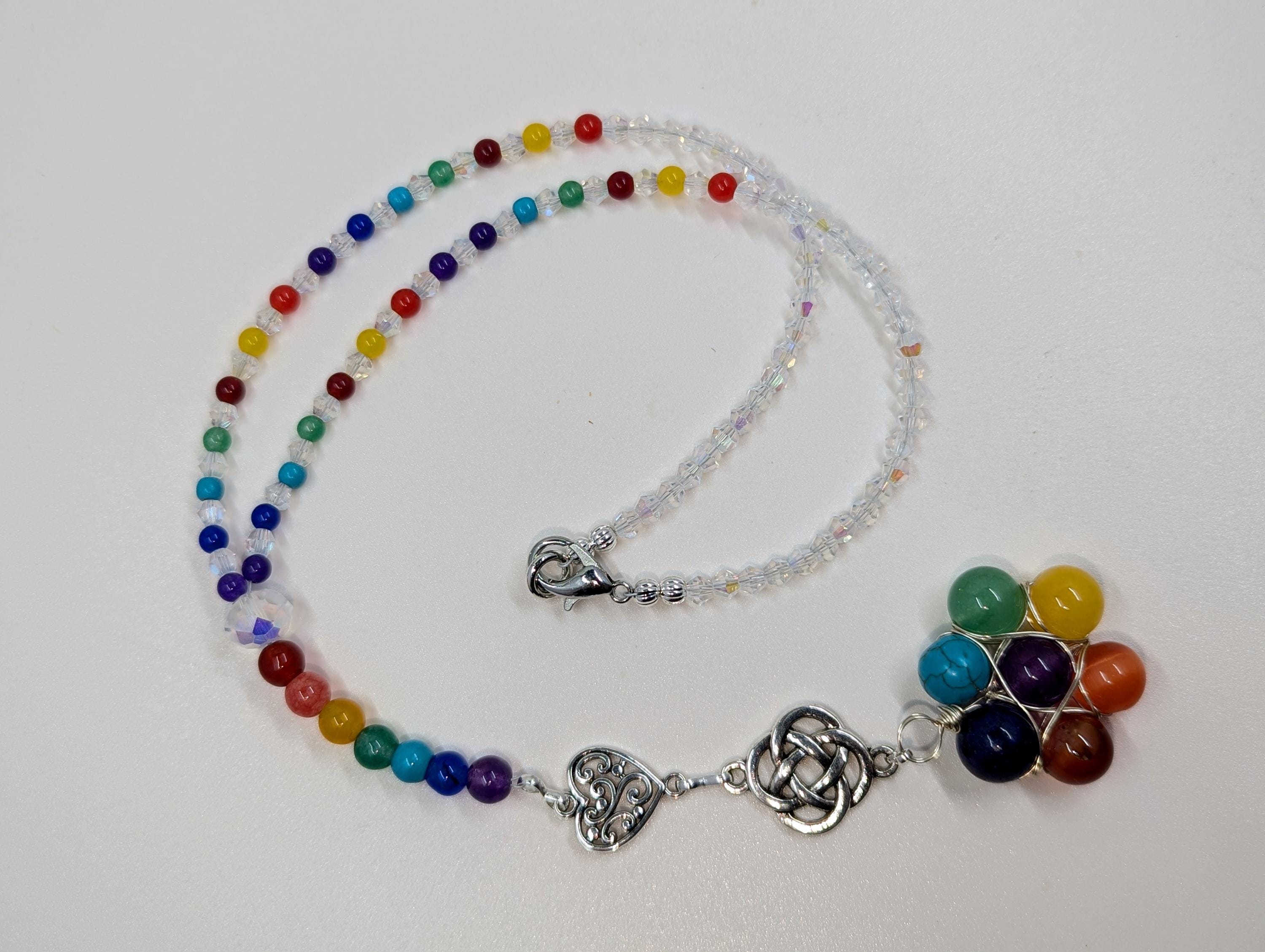Chakra Car Charm: Celtic Knot Heart, Natural Stone Beads - Etsy