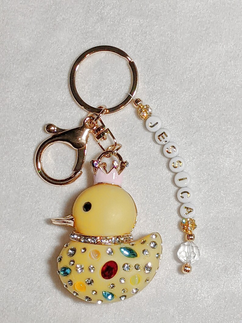 Bling Ducky Keychain Customize Your Name Disco Balls Yellow - Etsy