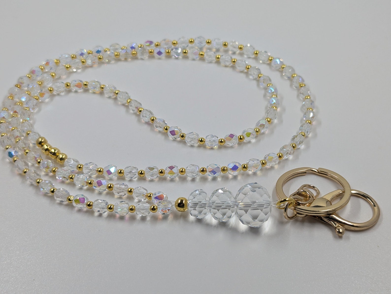 Lanyard Handmade AB Crystal-sparkling Badge Holder, 36" Chain Gift - Etsy