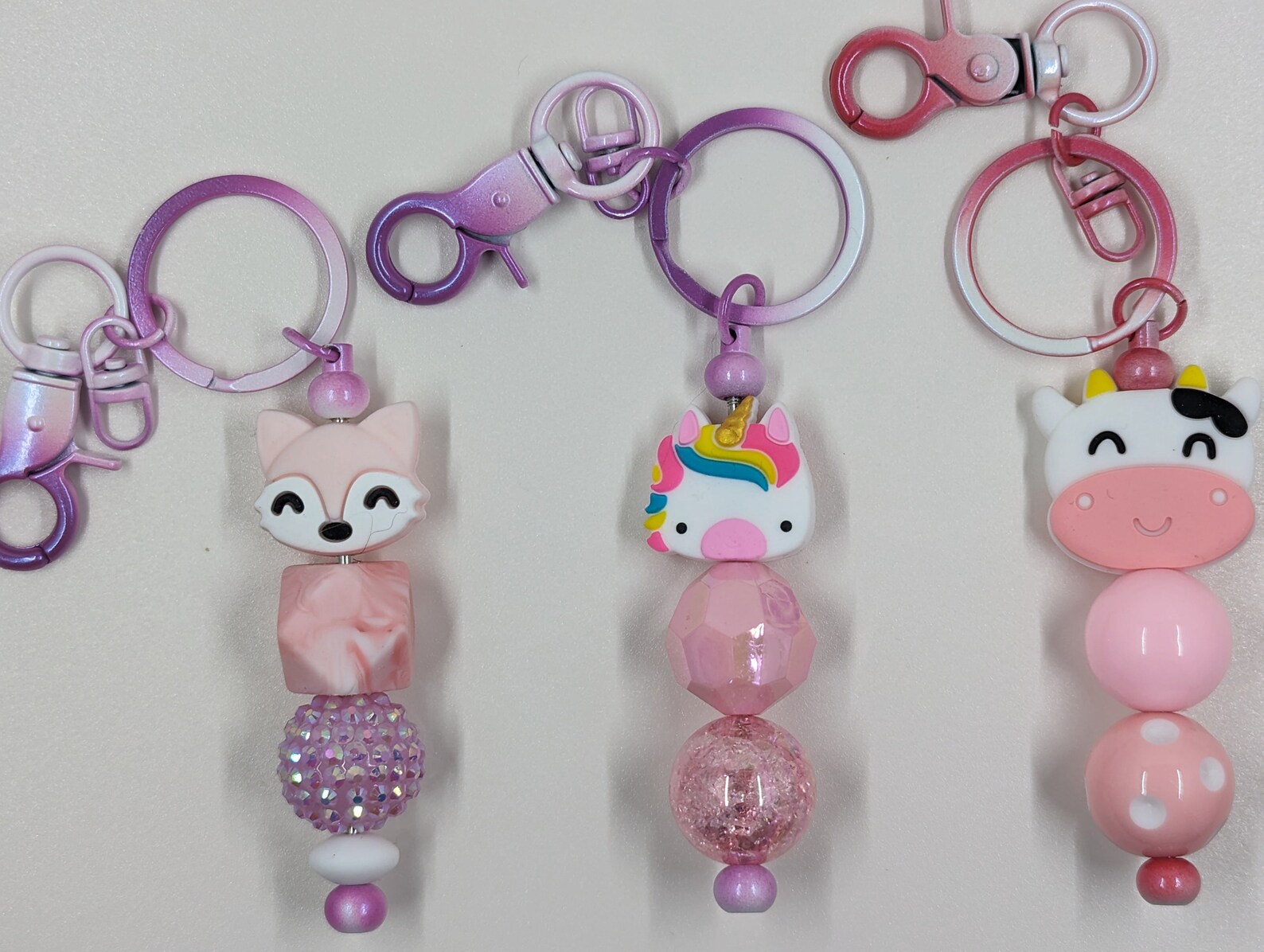 Beaded Animal Keychain, Fox, Unicorn, Cow Purse Charm - Etsy