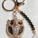 Keyring Owl Bling Black & Clear Rhinestones Personalize Name Gold ...