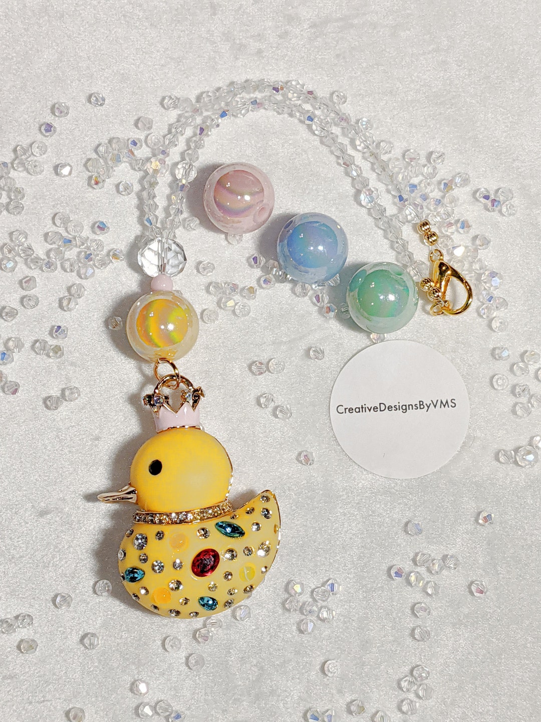 Cute Duck Car Charm Ducky Crown Queen Duck Baby Suncatcher Window Decor ...
