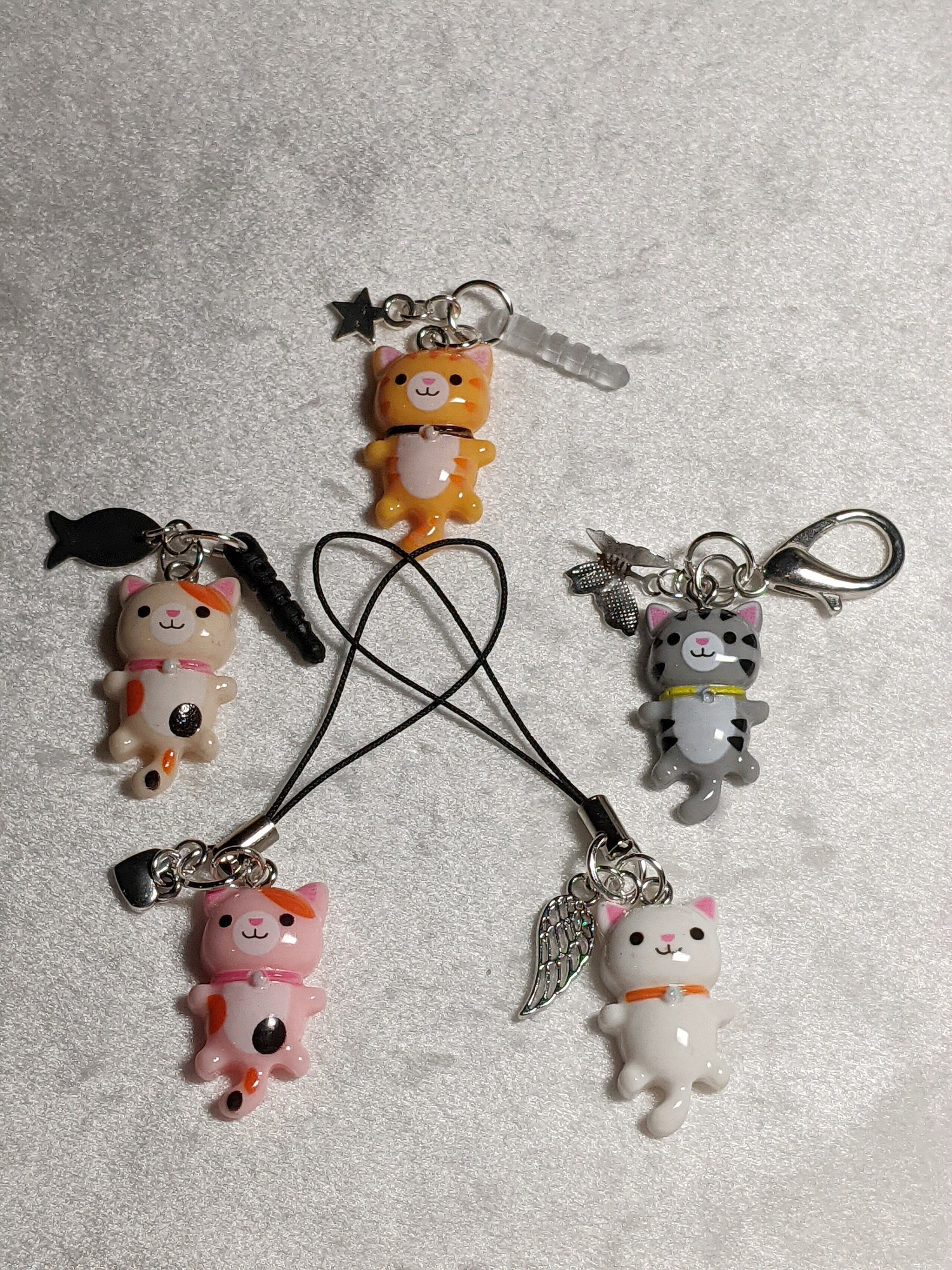 Cat Cell Phone Charm Dust Plug Keychain Zipper Pull 3.5mm - Etsy