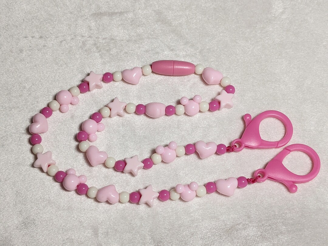 Kids Break Away Face Mask Chain 20 Girls Pink/white Mouse Stars Hearts ...