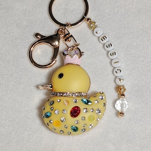 Bling Ducky Keychain Customize Your Name Disco Balls Yellow Ducky Crown ...