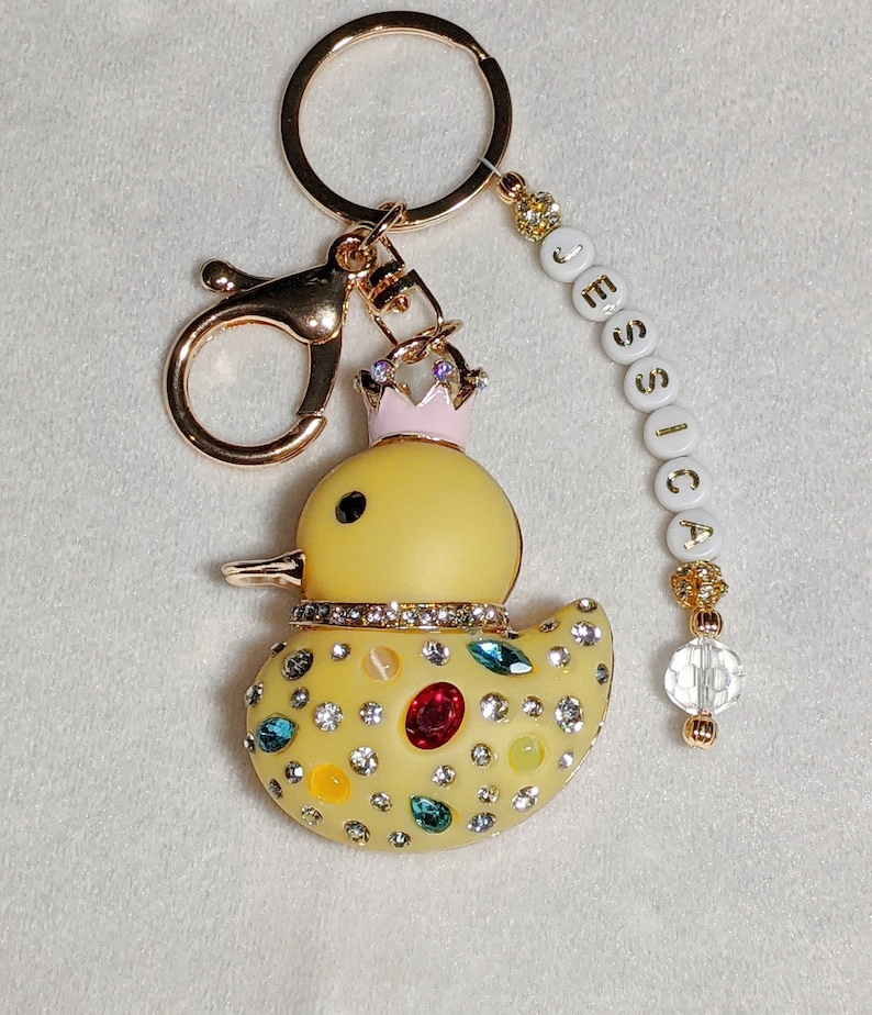 Bling Ducky Keychain Customize Your Name Disco Balls Yellow - Etsy