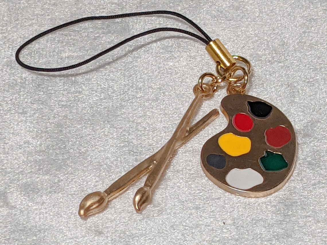 Paint Palette Charm: Artist Brush Keychain, Zipper Pull, Phone Plug - Etsy