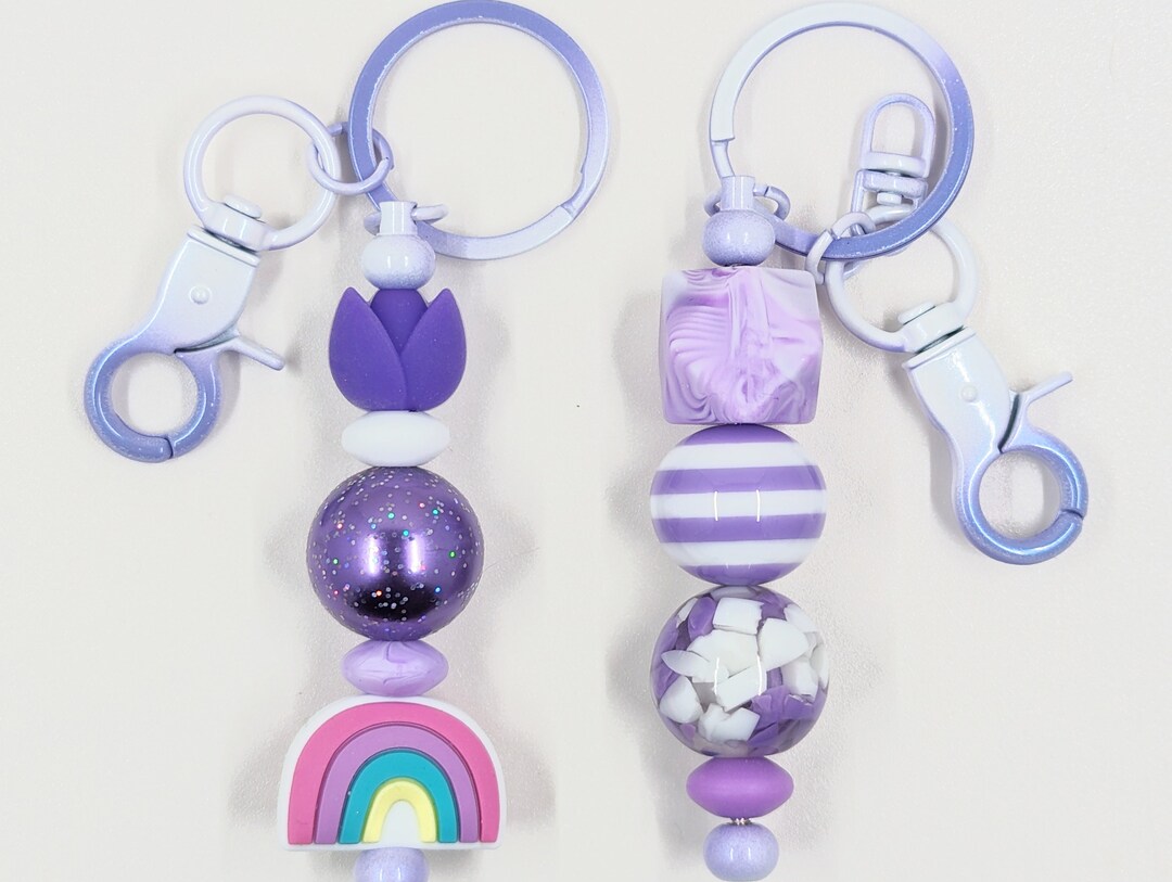 Cute Keyring Keychain Large Beaded Keychain Silicone Flower, Orange ...