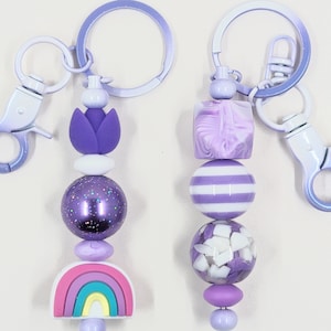 Cute Keyring Keychain Large Beaded Keychain Silicone Flower, Orange ...