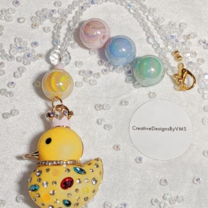 Cute Duck Car Charm Ducky Crown Queen Duck Baby Suncatcher Window Decor ...