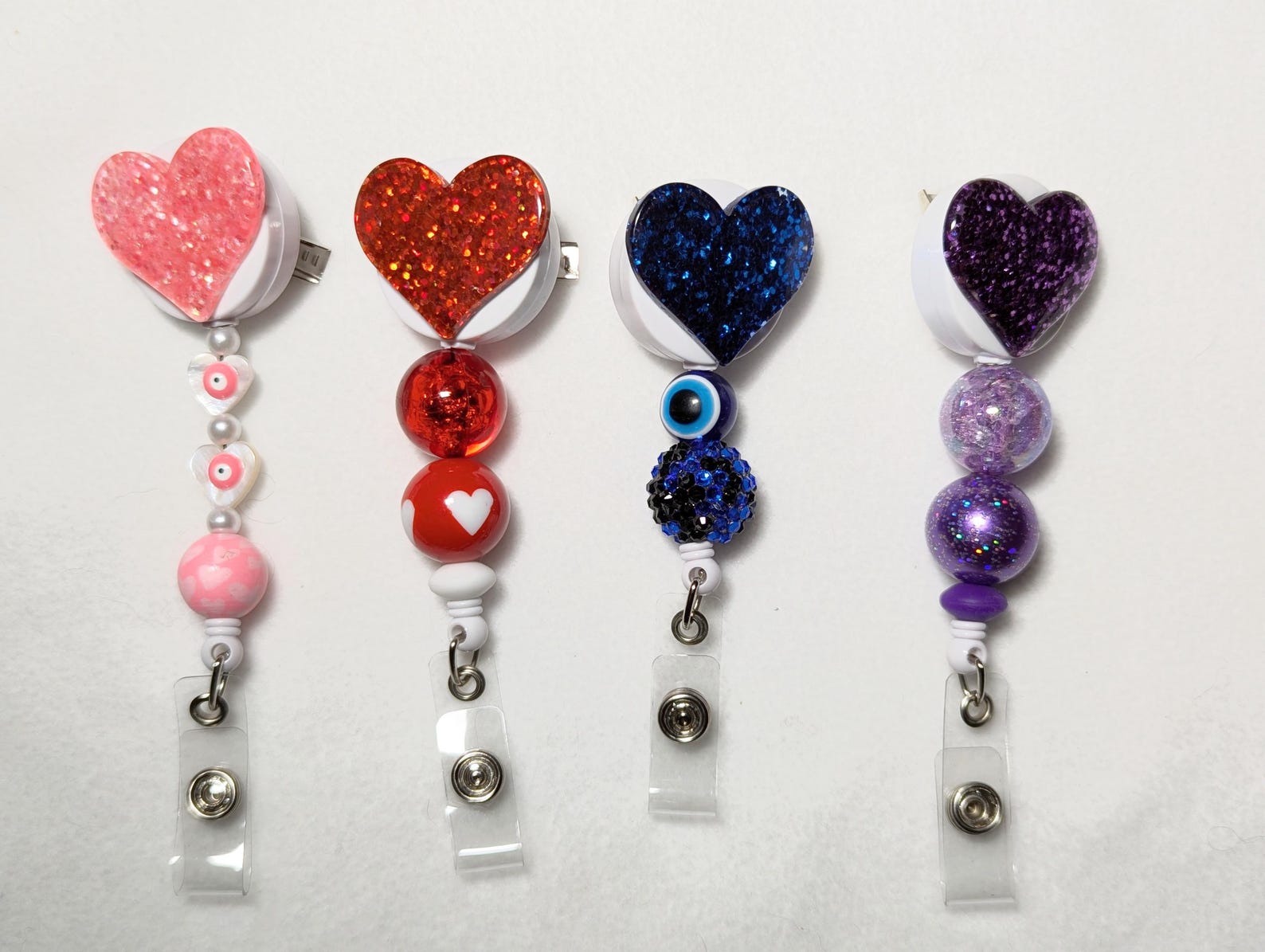 Heart Beaded Badge Reel: Retractable Bling I.D. Clip - Etsy