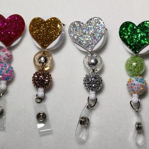 Heart Beaded Badge Reel: Retractable Bling I.D. Clip - Etsy
