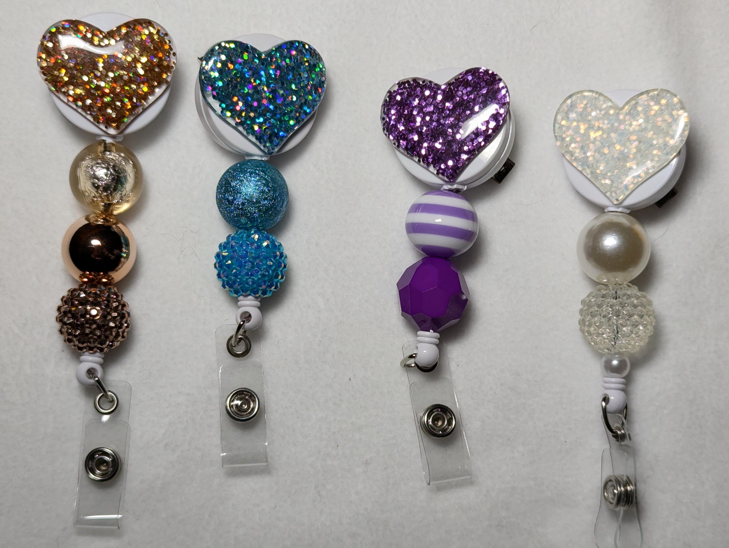 Heart Beaded Badge Reel: Retractable Bling I.D. Clip - Etsy