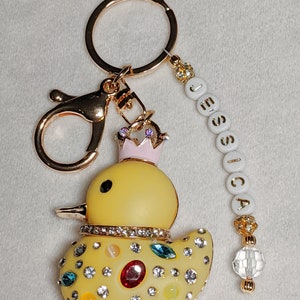 Bling Ducky Keychain Customize Your Name Disco Balls Yellow Ducky Crown ...