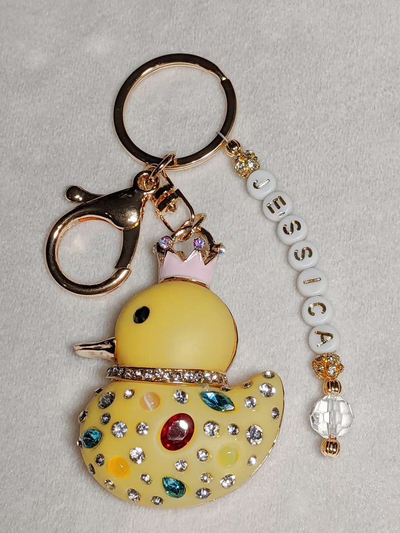 Bling Ducky Keychain Customize Your Name Disco Balls Yellow - Etsy