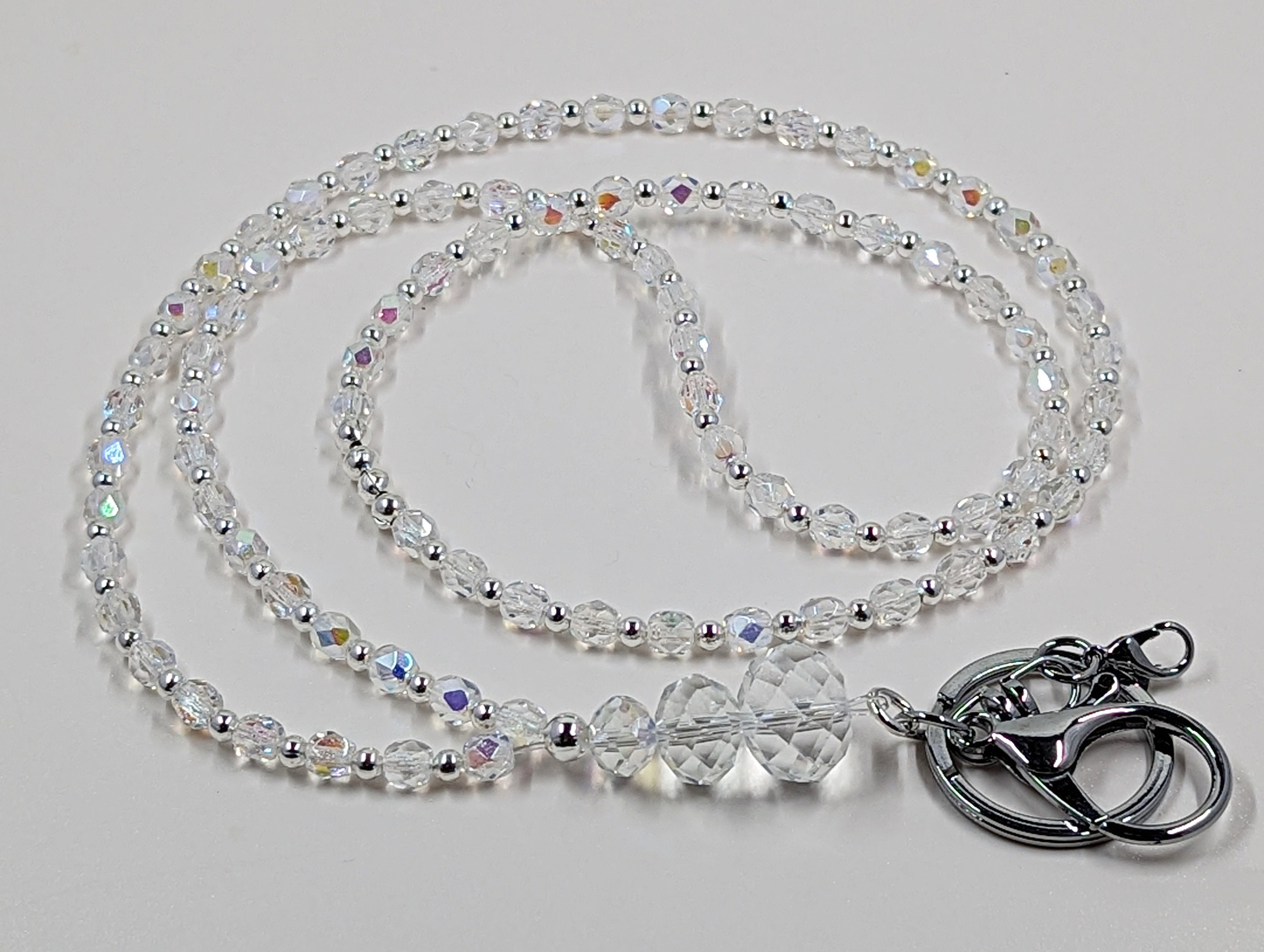 Lanyard Handmade AB Crystal-sparkling Badge Holder, 36" Chain Gift - Etsy