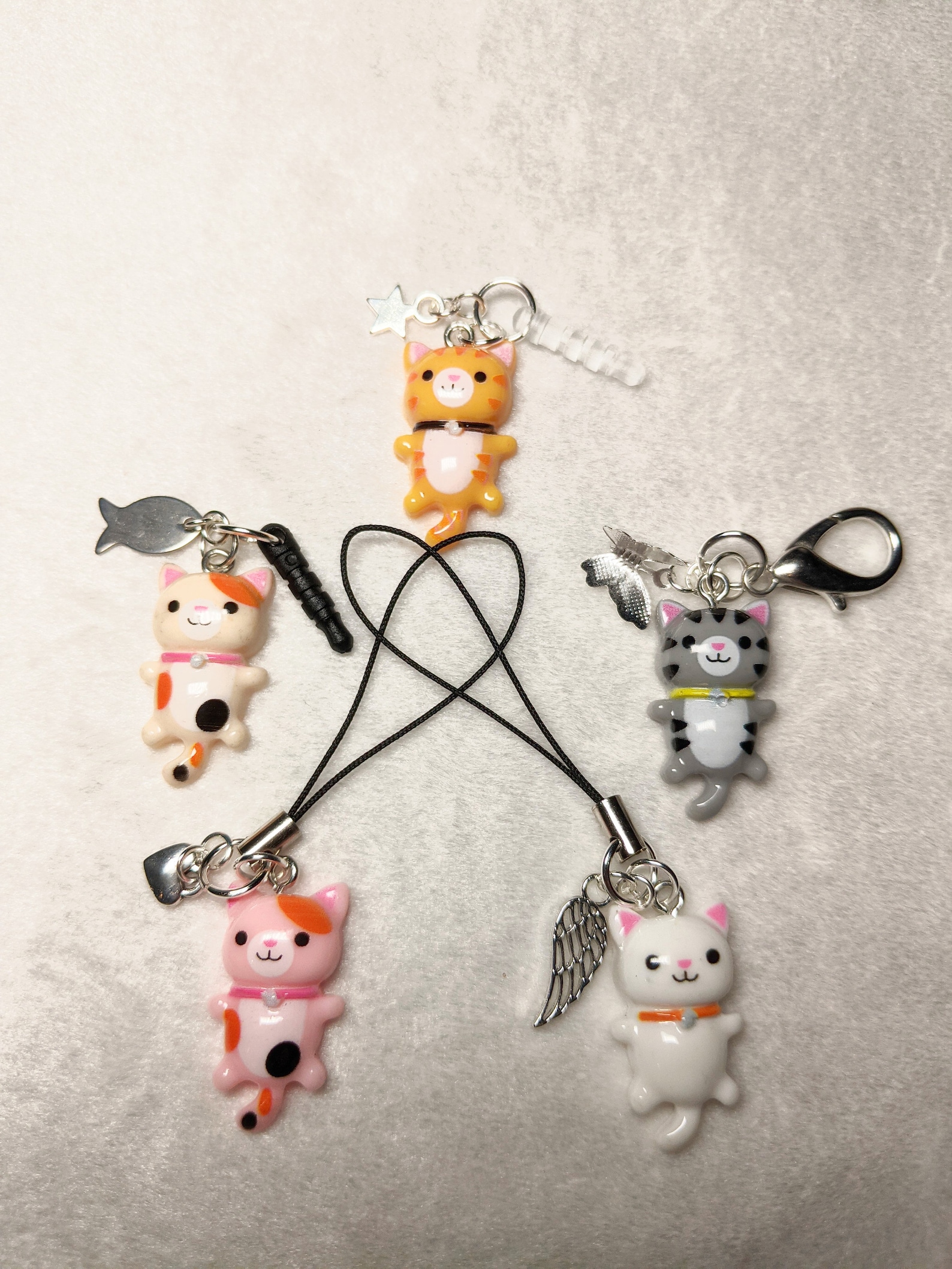 Cat Cell Phone Charm Dust Plug Keychain Zipper Pull 3.5mm - Etsy