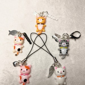 Cat Cell Phone Charm Dust Plug Keychain Zipper Pull 3.5mm Audio Jack ...
