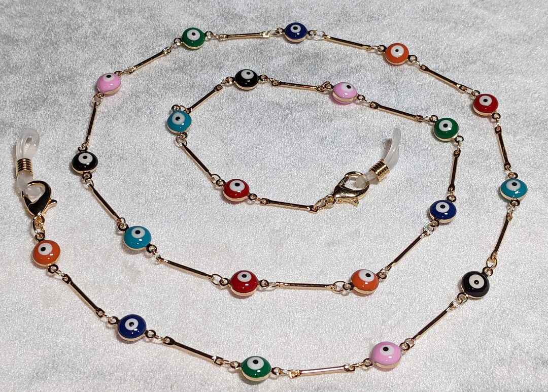 Evil Eye Eyeglasses Chain: Rainbow Mask Lanyard, Gold Jewelry Gift - Etsy