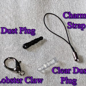 Cell Phone Charm Dust Plug Keychain Zipper Pull 3.5mm Audio Jack, Clip ...